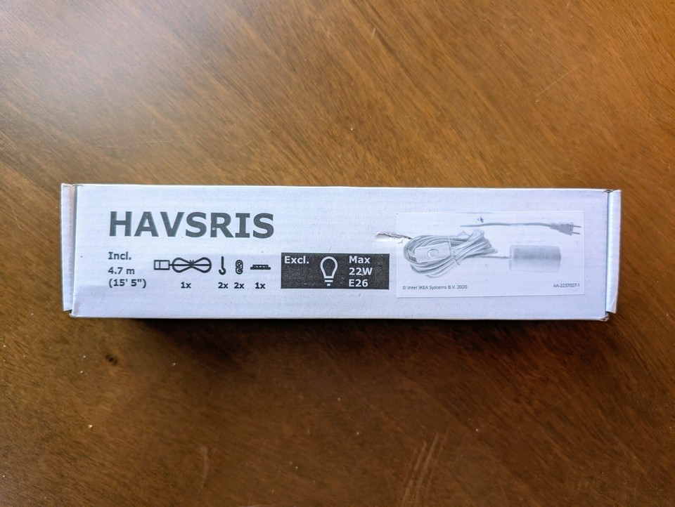 Ikea HAVSRIS Cord set with switch white 15 ' 5" 804.900.52 | eBay