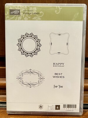 Stampin' Up Vintage Labels Cling Mount Rubber Stamp, Set of 6, New ...