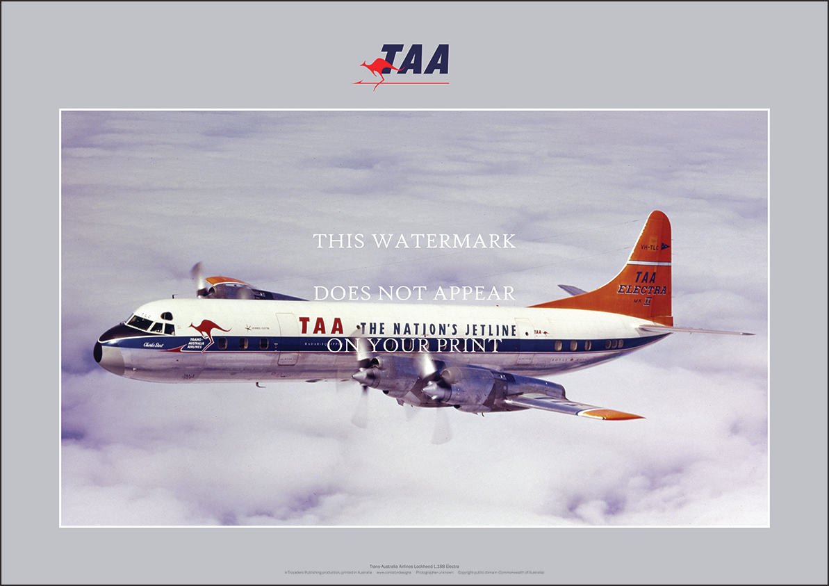TAA Lockheed L.188 Electra A1 Art Print – TAA logo Aerial – 84 x 59 cm ...