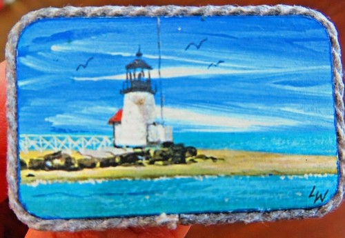 BRANT POINT NANTUCKET,MA.HAND PAINTED LIGHTHOUSE ROPE BOARDER ATLANTIC OCEAN PIN | eBay