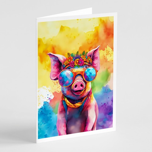 Hippie Animal Pig Greeting Cards and Envelopes Pack of 8 DAC4026GCA7P ...