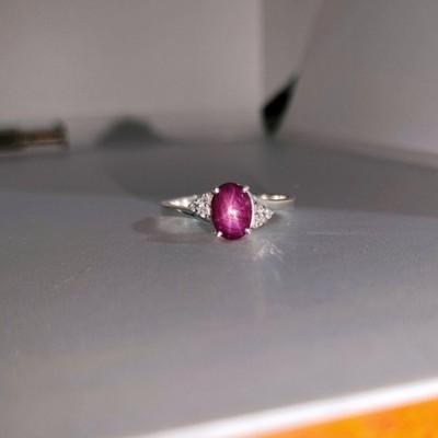 Oval Star Ruby Ring, 925 Sterling Silver Handmade Lab Created Ruby, For ...