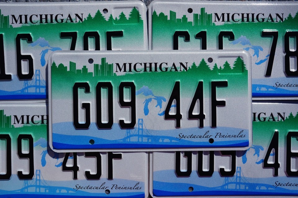 MICHIGAN LICENSE PLATES - Spectacular Peninsulas Green Blue License ...