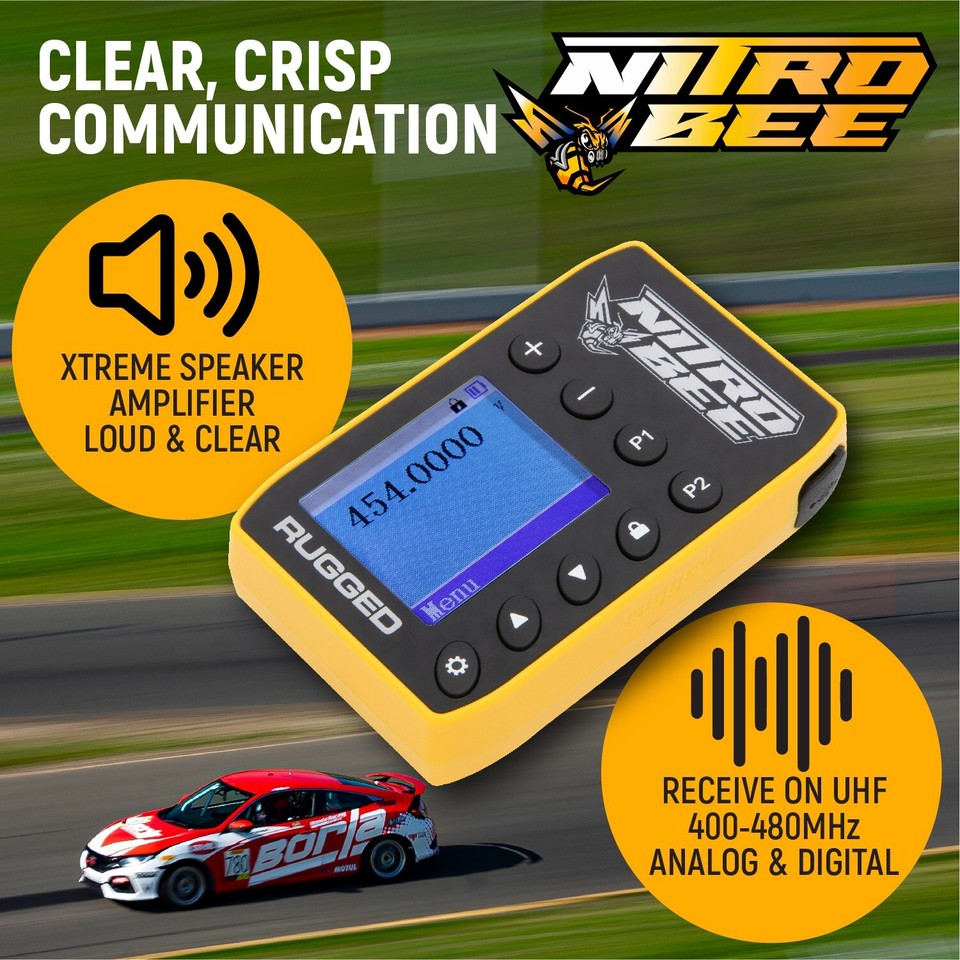 Nitro Bee Race Receiver Free Earbuds UHF Radio Raceceiver IMCA Circle ...