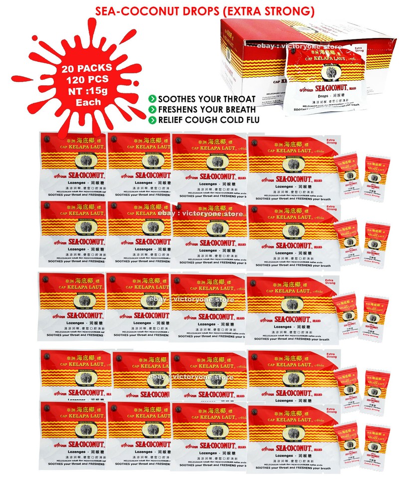 FLU COLD Drops Candy African Sea Coconut Cough Soothes Fresh Sweets ...