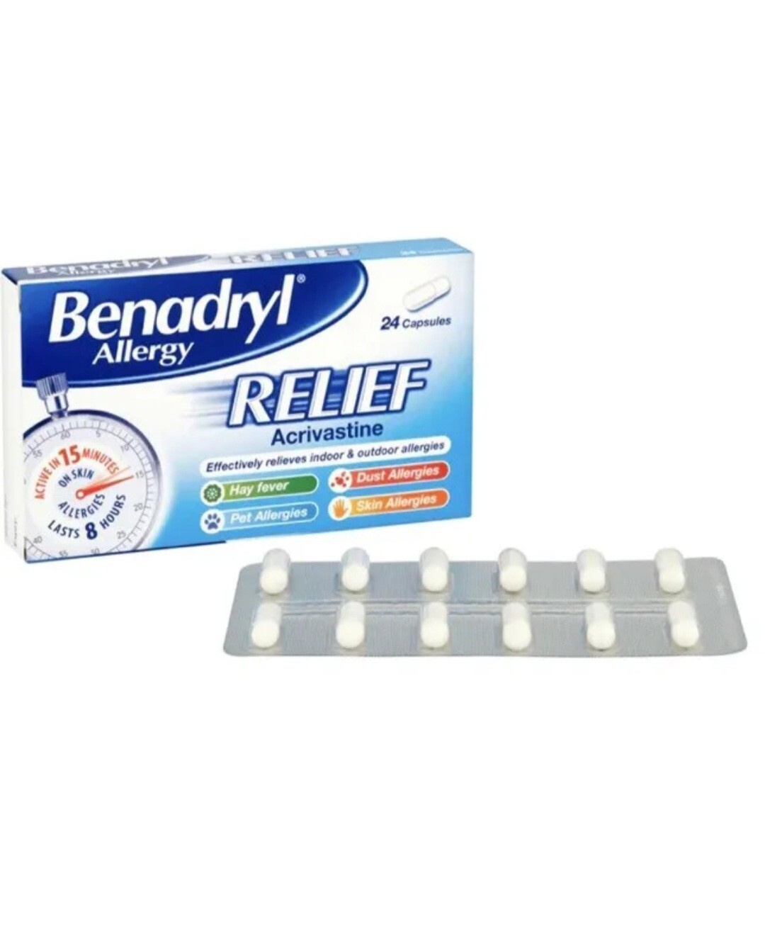 BENADRYL 92085 8mg Antihistamine Capsule - 24 Count for sale online | eBay