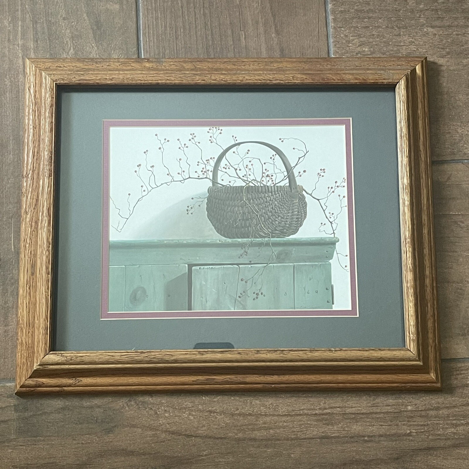 Pauline Eble Campanelli Art Print Wild Rose Berries Basket Wood Framed ...