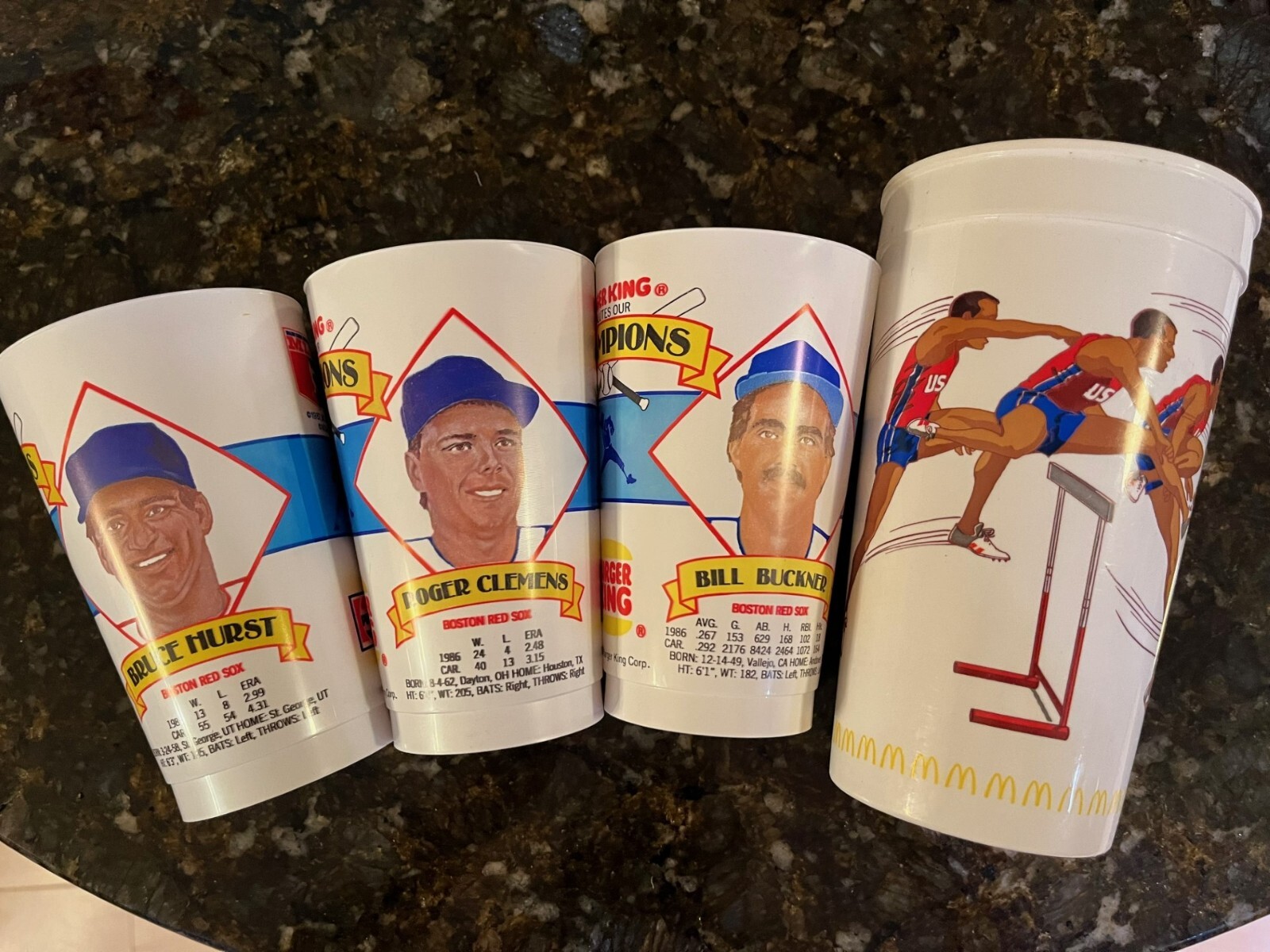 Burger King MLB Boston Red Sox 1987 Plastic Cups (Set of 3) + 1 ...