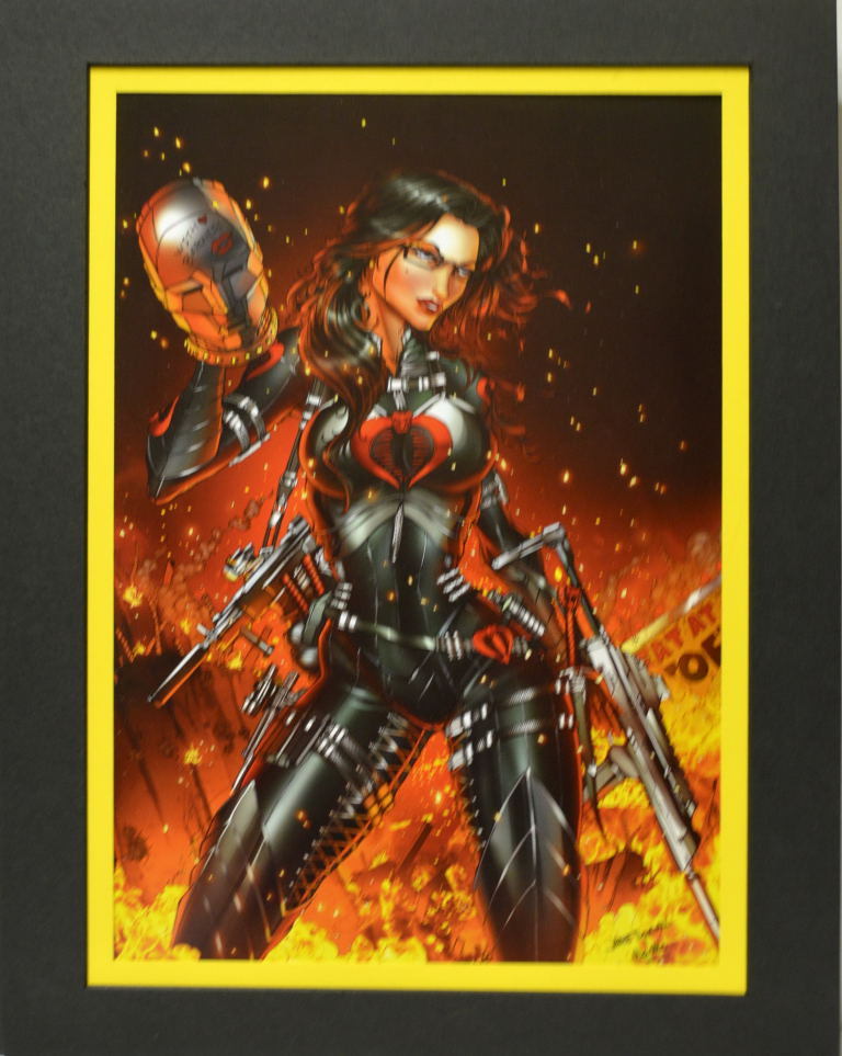 G I Joe - BARONESS w DESTRO'S HELMET PRINT PROFESSIONALLY MATTED Jamie ...
