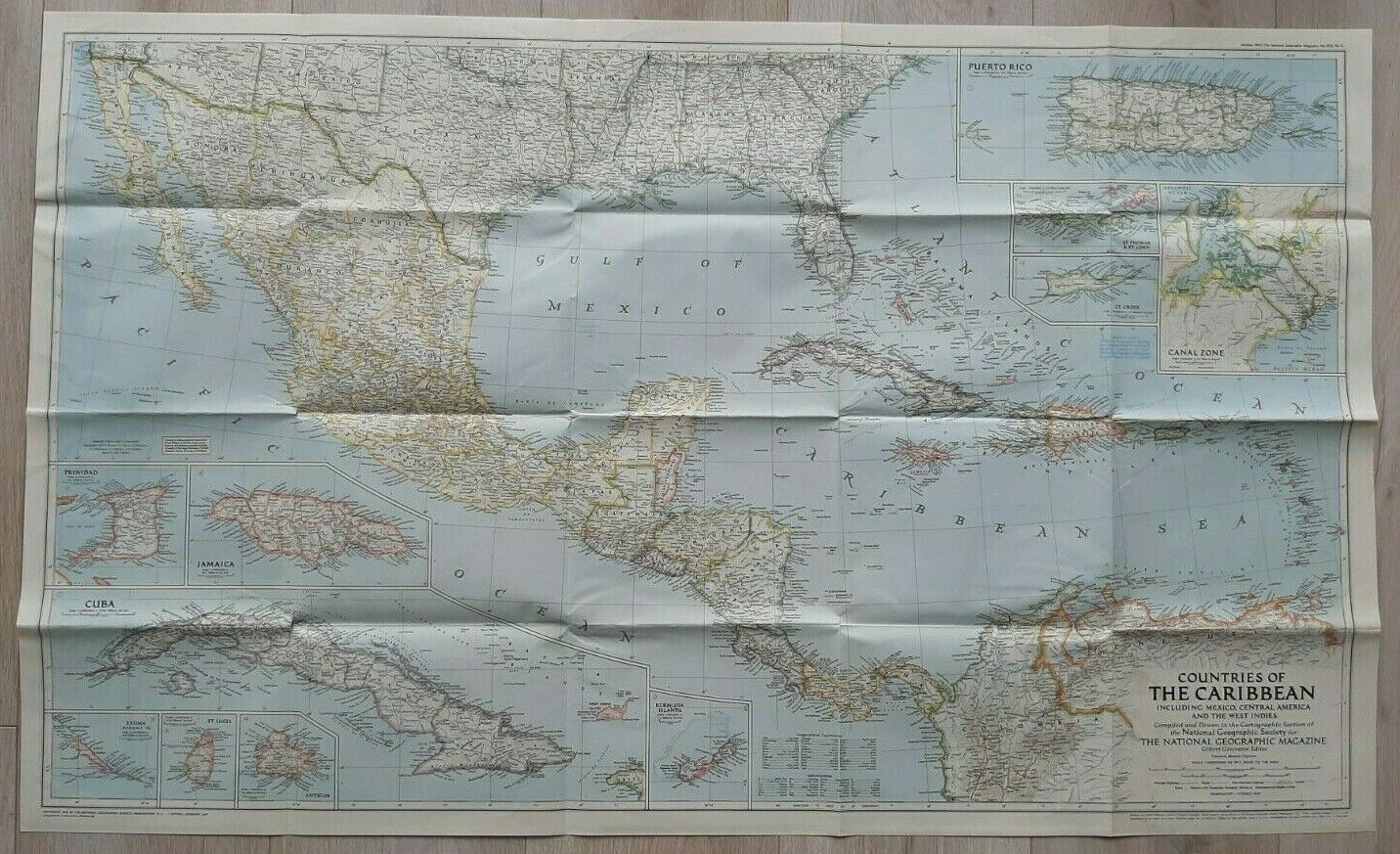 National Geographic Map - Countries of the Caribbean. (Oct, 1947 ...