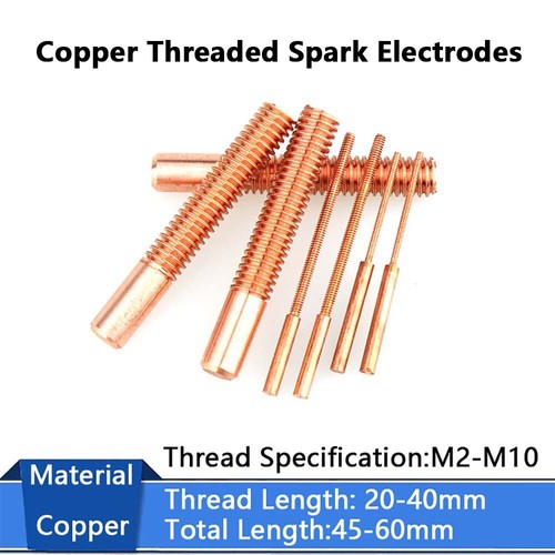 Pure Copper Threaded Electrode T2 Cu Round Rod Bar Metric M2-M10 Spark ...