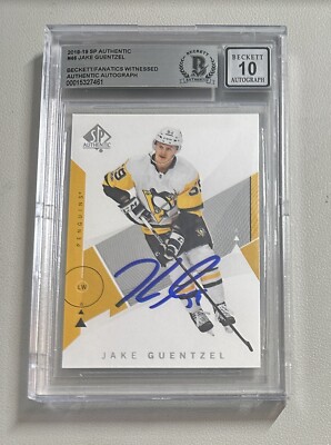 2018-19 UD SP Authentic Jake Guentzel - BGS 10 On-card AUTO slab ...