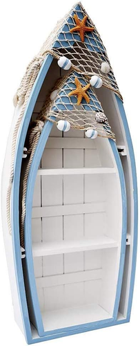 Wooden Boat Display Shelf Hanging Boat Shelf Wall Decor, Nautical ...