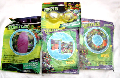 TMNT Teenager Mutant Ninja Turtles Beach Ball,Arm Floats,Goggles,&Swim ...