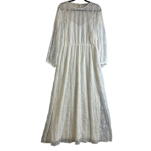 ModCloth Maxi Dress Women's Extra Large Floral Lace Long Sleeve Elegant ...