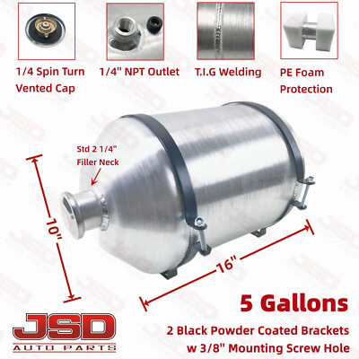 Universal Vertical Fuel Tank 5 Gallon 10x16 Aluminum Spun 1/4 NPT Gas ...