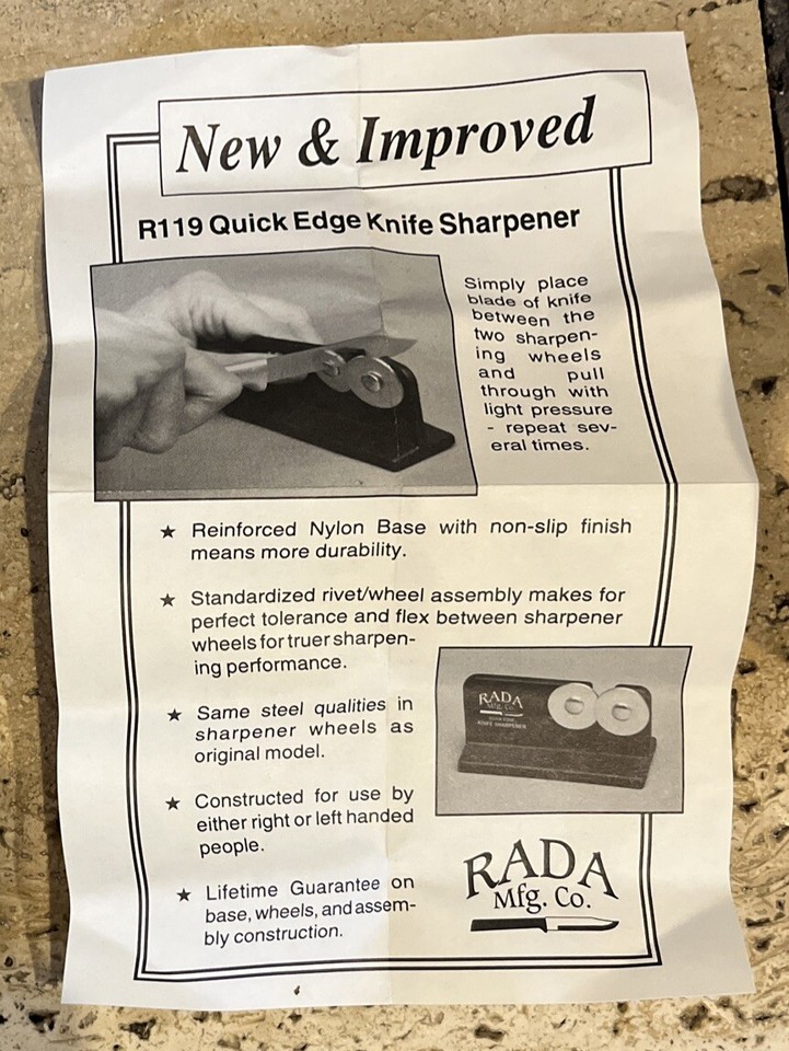 3- RADA Kitchen Knives Stainless Steel & R119 Quick Edge Sharpener Made ...