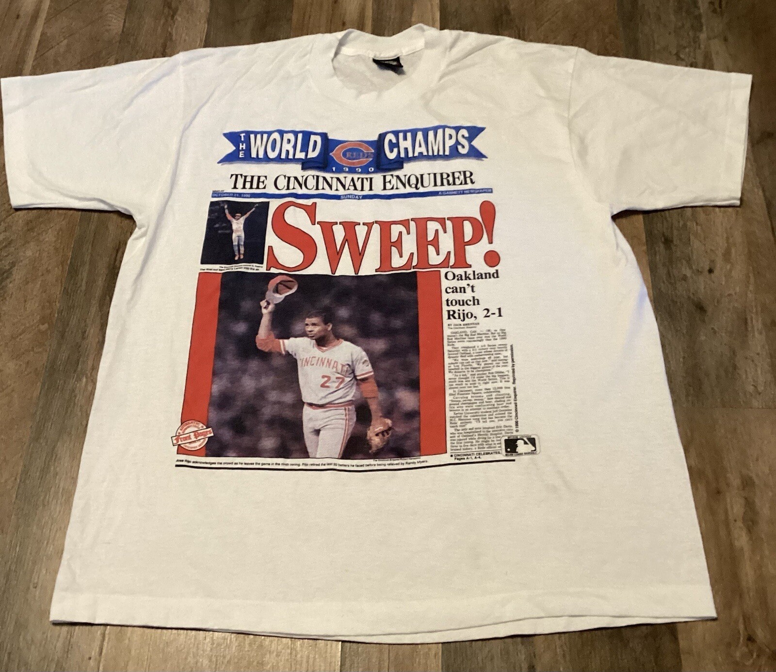 Vintage 1990 Cincinnati Reds World Champs T-Shirt New… - Gem
