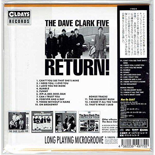 DAVE CLARK FIVE The Dave Clark Five Return! w/ Bonus Tracks JAPAN CD LP ...