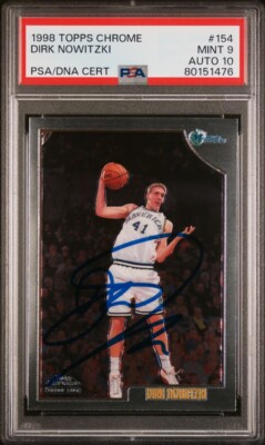 1998 Topps Chrome Dirk Nowitzki Signed Mavericks Rookie Card PSA 9 Auto ...