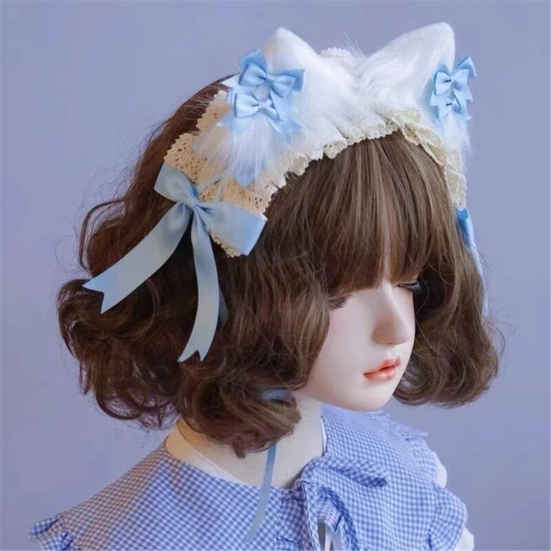 Girl Ruffled Lace Headbands Subculture Ear Ribbon Flouncing Headwear | eBay