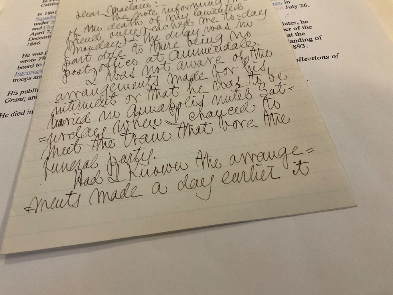 1471 CIVIL WAR ADMIRAL DANIEL AMMEN BELTSVILLE 1881 LETTER OF SYMPATHY ...