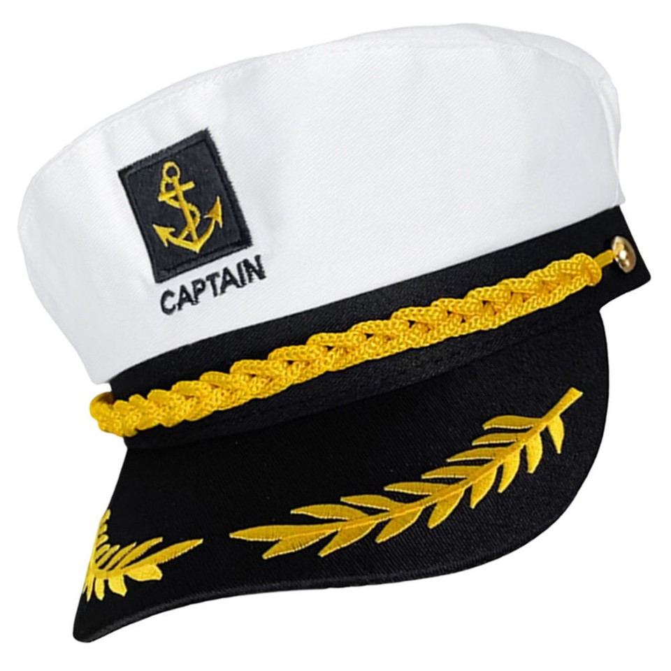 Yacht Captain Hat Costume Boat Captains Nautical Sailor Navy | eBay