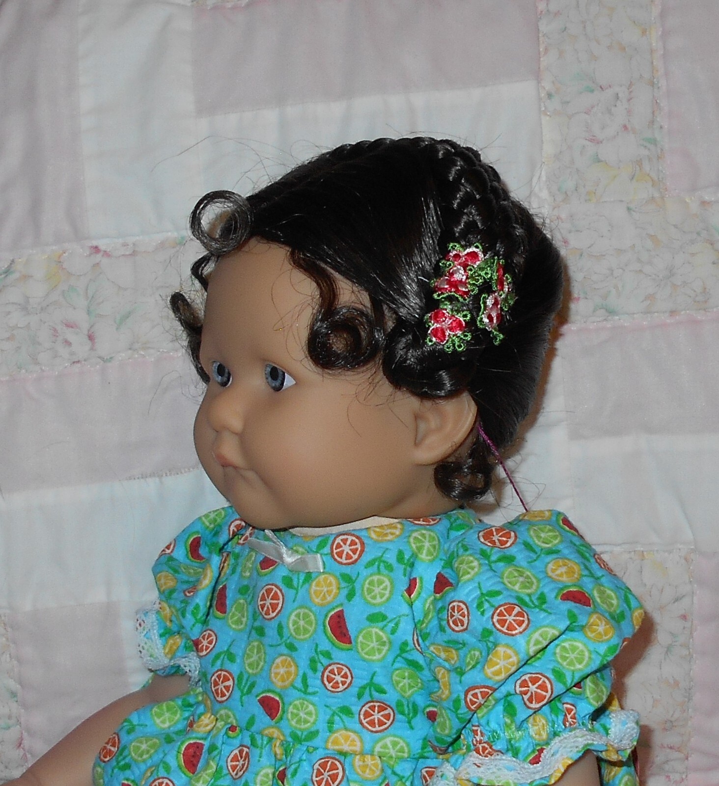 Monique SHEILA Doll Wig Sz 12/13 MEDIUM BROWN Double Braided Up Do Full ...