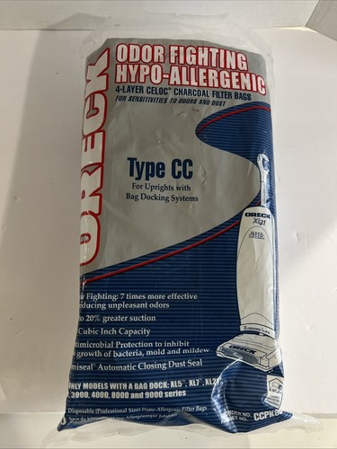 Oreck Type CC Vacuum Cleaner Bags CCPK80F Hypo-Allergenic 5 Pack Open ...