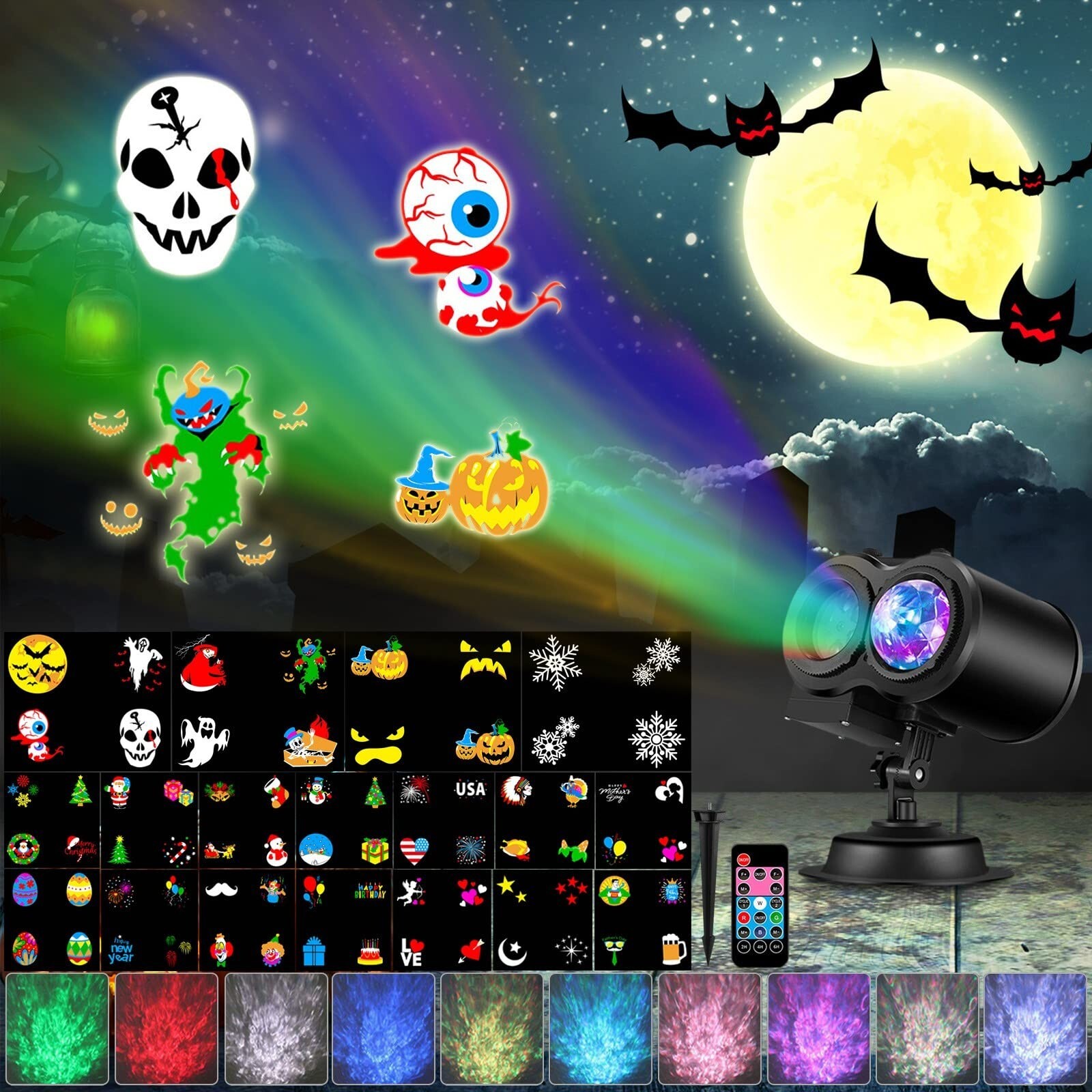 KABCON 4th of july Projector Lights for Halloween Christmas, Remote ...