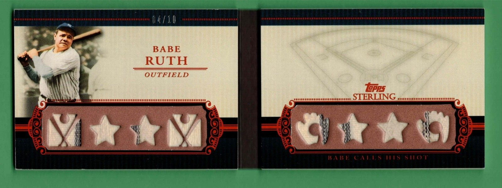 2010 TOPPS STERLING BABE RUTH EIGHT JERSEY BOOKLET W/ PINSTRIPES 4/10 ...