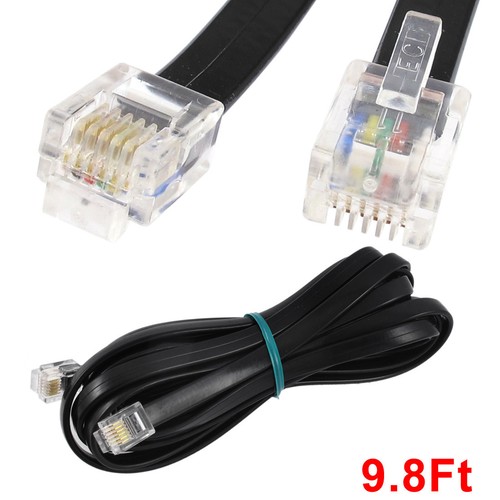 6P6C Telephone Cable- 9.8Ft Length Phone Extension Cord Line Wire with ...