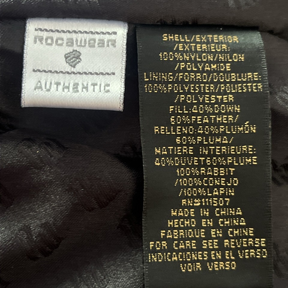 Rocawear Auth. VTG Y2K Women’s Black Gold Logo Fox Fur Hood Puffer ...