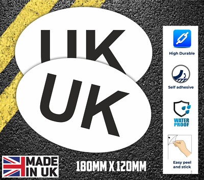 2x UK Oval Rear Car Sticker Euro Car, Van, Lorry, Vinyl, GB, Decal ...