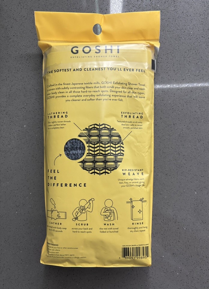 GOSHI Exfoliating Shower Towel - Rip-Resistant Exfoliating Washcloth | eBay