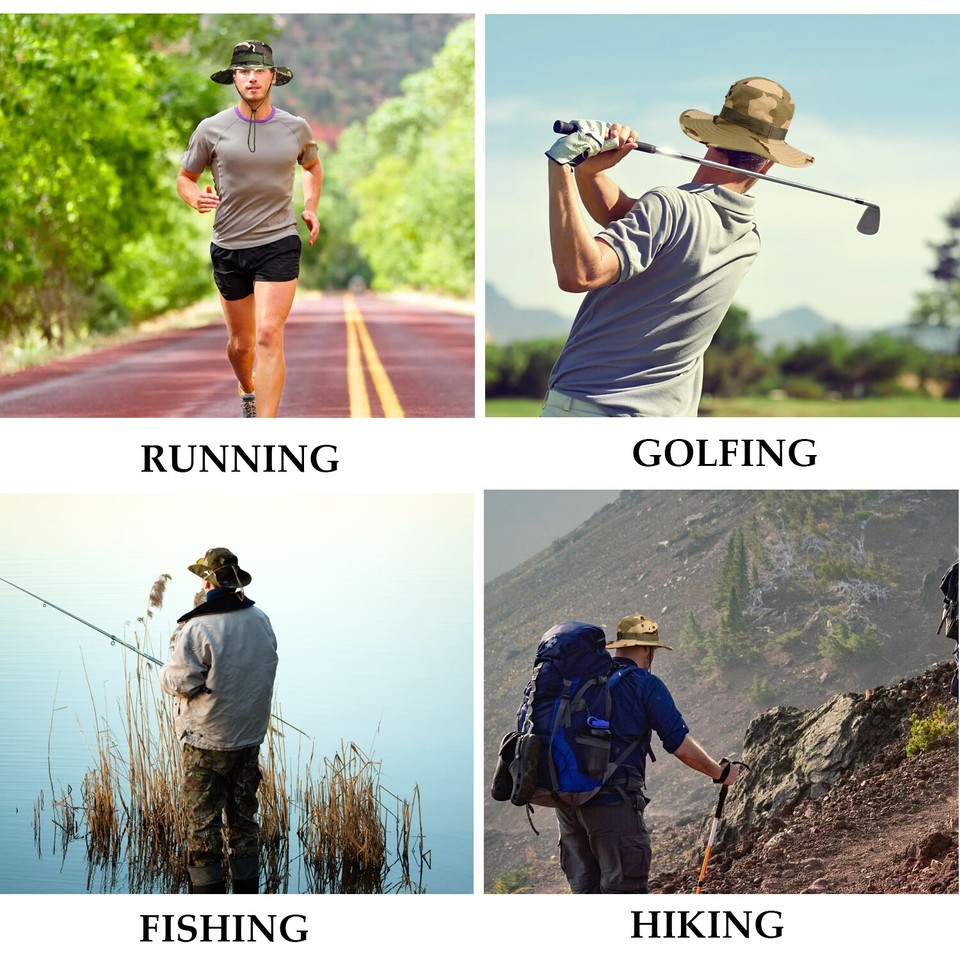 Wide Brim Fedora Hats Sunshade cap Hats Barrel Hat Hiking Hunting for ...