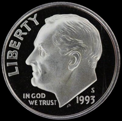 1993 S Roosevelt Dime Gem Deep Cameo CN Clad PROOF US Mint Coin ...