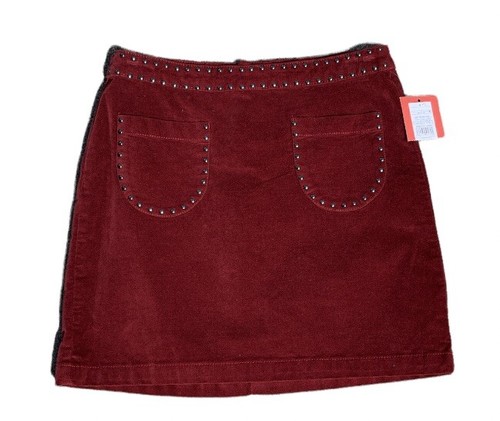 Vintage Y2K Mossimo Maroon Red Velour Cotton Blend Skirt Studded Sz 4 ...
