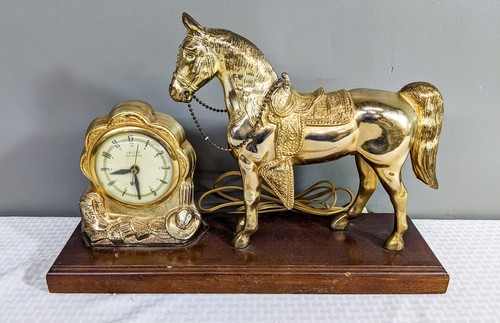 Vintage 1950's United Clock Brass Horse Mantel Model #315 Works | eBay