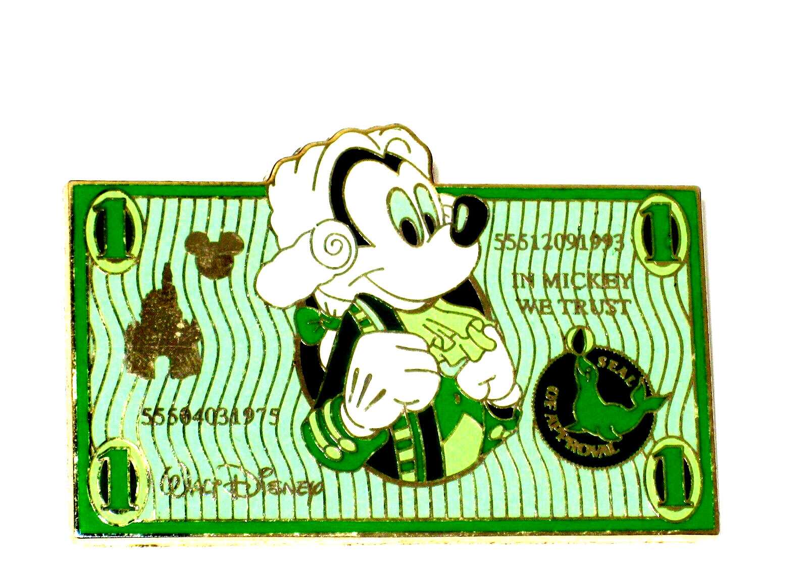 LE Disney Pin Mickey Mouse President George Washington Dollar Bill Cash ...