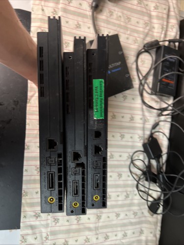 Lot Of Three Sony Play Station 2 PS2 Slims With Cords *For Parts Or ...