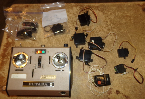 vintage futaba RC radio controller + assorted servos untested in good ...