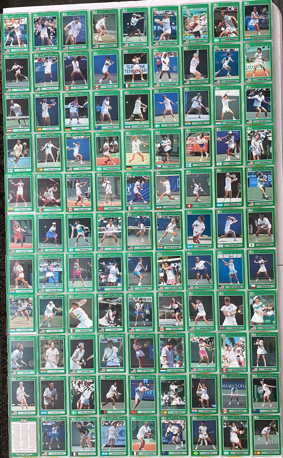 1993 Tour Stars Series 1 Tennis Factory Trading Card Set 99 Cards ...