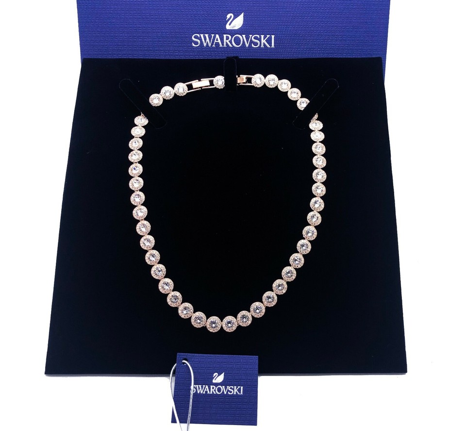 100% SWAROVSKI Rhodium Rose Gold Angelic Stone Sparkle Necklace 5117703 ...