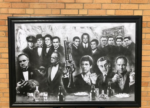 Scarface Godfather Soprano Gangsters Solid Wood Framed Textured Picture ...