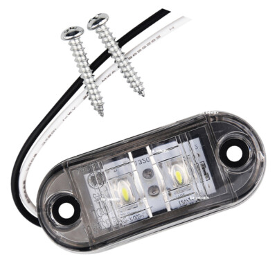 2 LED 12V / 24V Vehicles Truck Lorry Side Marker Turn Lamp Lights-White ...