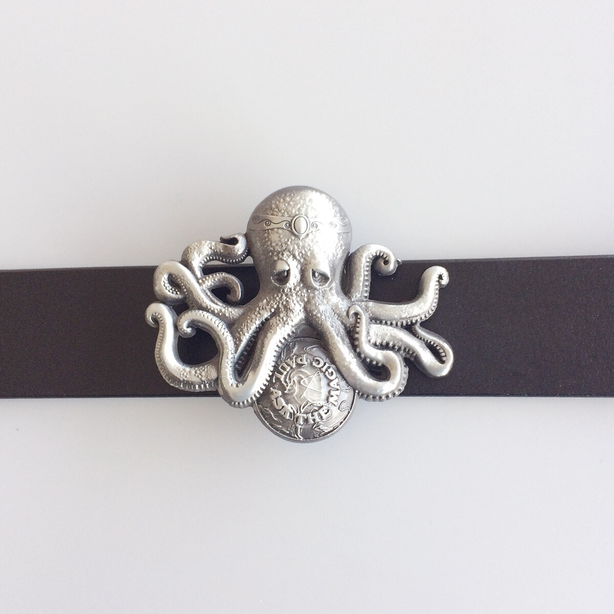 Antique Brushed Silver Magic Paul Octopus Belt Buckle Boucle de ...