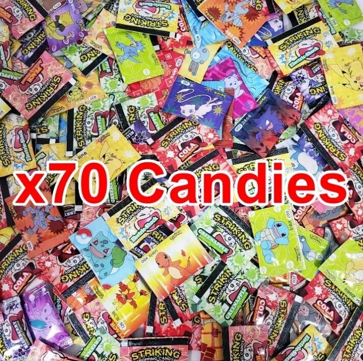 70 PCS Pokemon Striking Popping Candy + 1 Random Pokemon Item *US ...