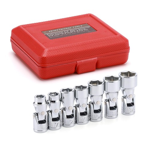 EMENTOL 7PCS 3/8" Drive Universal Joint Socket Set, 6 Point, SAE ...