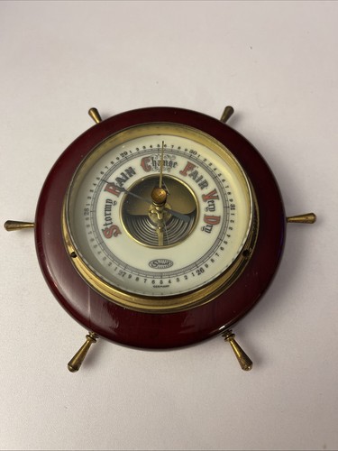 Vintage Stellar Barometer Wooden Metal Ship's Wheel Made in West ...